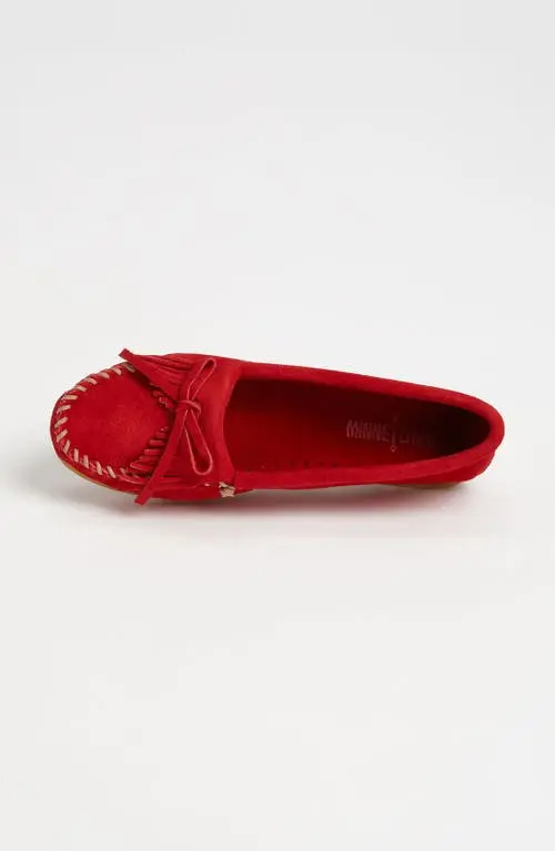 Minnetonka Kilty Suede Driving Shoe - Red