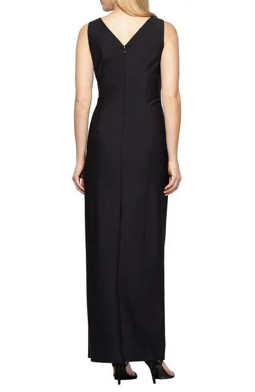Alex Evenings Embellished Side Drape Column Gown - Black - 25% Off |  Editorialist