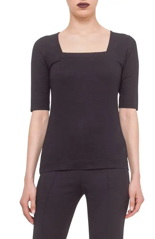 Akris Square Neck Jersey Tee - Blackdnu