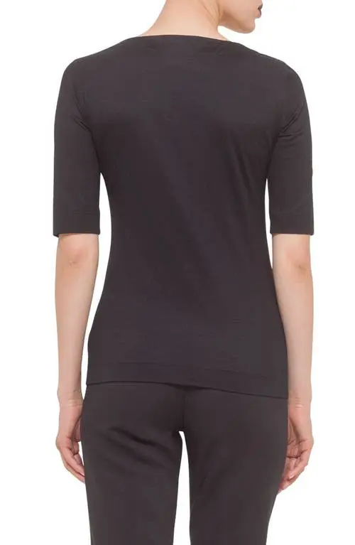 Akris Square Neck Jersey Tee - Blackdnu