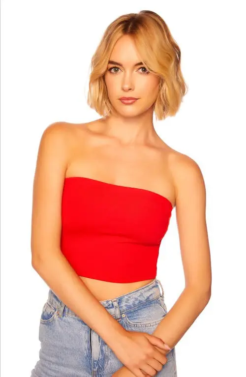 Susana Monaco Core Crop Tube Top - Perfect Red
