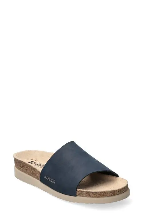 Mephisto Hanik Slide Sandal - Navy Blue Leather