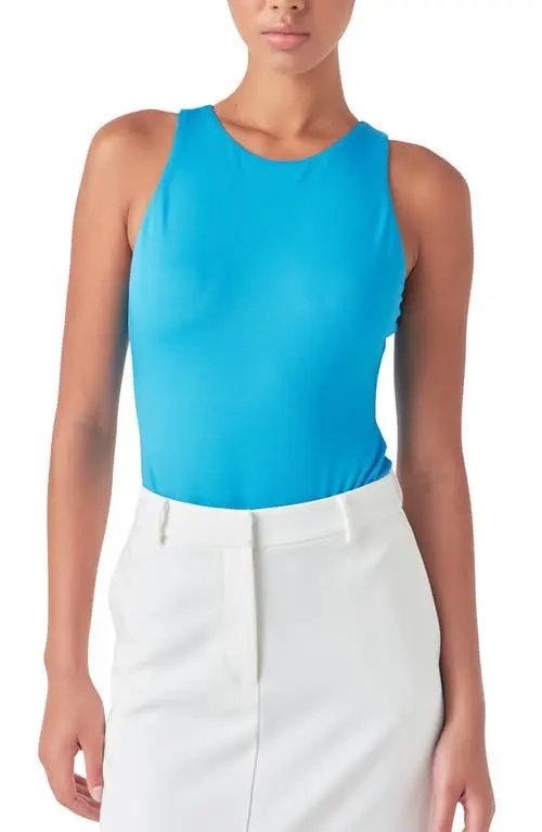 GREY LAB Solid Crewneck Bodysuit - Ocean Blue