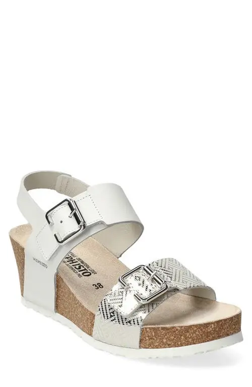Mephisto Lissandra Platform Wedge Sandal - White/silver