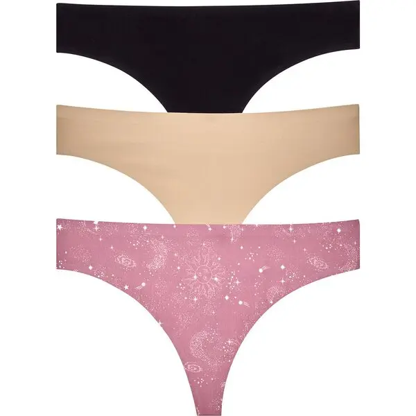 Honeydew Intimates Intimates Skinz 3-pack Thong - Blk/nude/orgalaxy