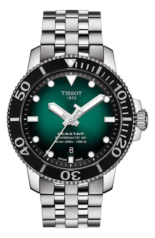 TISSOT Seastar 1000 Powermatic Bracelet Watch - Green Gradient