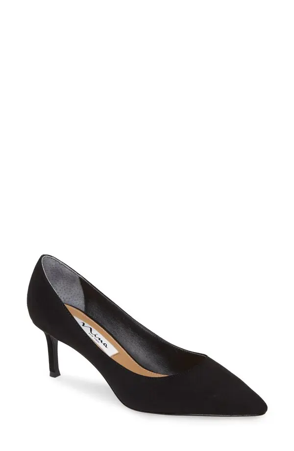 Nina Pointed Toe Pump - Black Suede