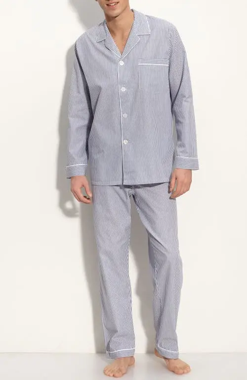 Majestic International Woven Cotton Pajamas - Navy
