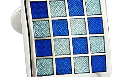 David Donahue Enamel Check Cuff Links - Blue