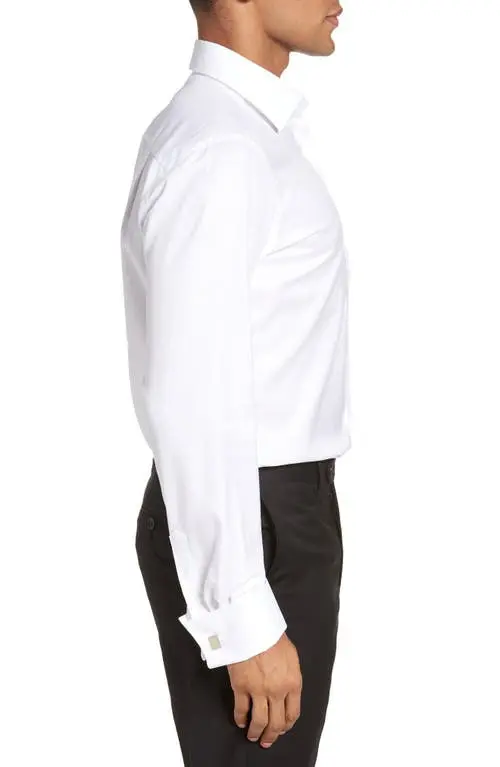 David Donahue Trim Fit Solid French Cuff Tuxedo Shirt