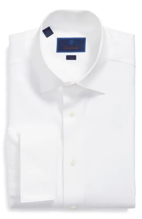 David Donahue Trim Fit Solid French Cuff Tuxedo Shirt