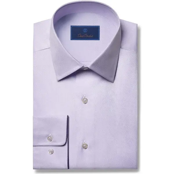David Donahue Regular Fit Royal Oxford Dress Shirt - Lilac