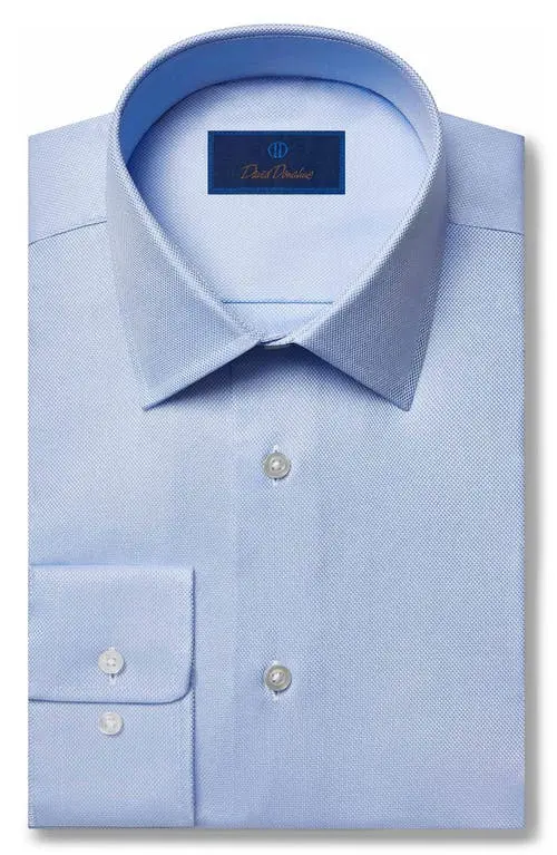 David Donahue Regular Fit Royal Oxford Dress Shirt - Sky