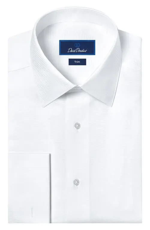 David Donahue Trim Fit French Cuff Formal Shirt - Solid White