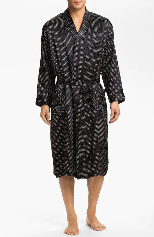 Majestic International Dot Silk Robe - Black