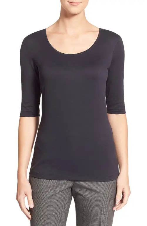 BOSS Scoop Neck Stretch Jersey Top - Blk