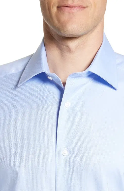David Donahue Trim Fit Royal Oxford Dress Shirt - Sky
