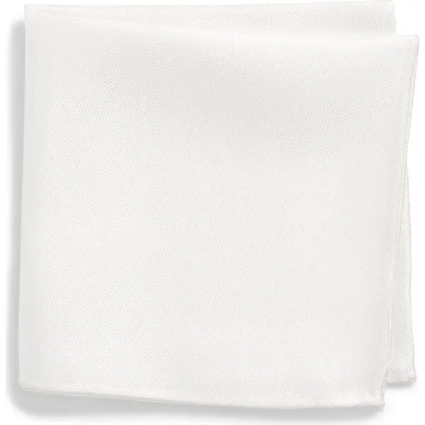 Nordstrom King Twill Silk Pocket Square - White