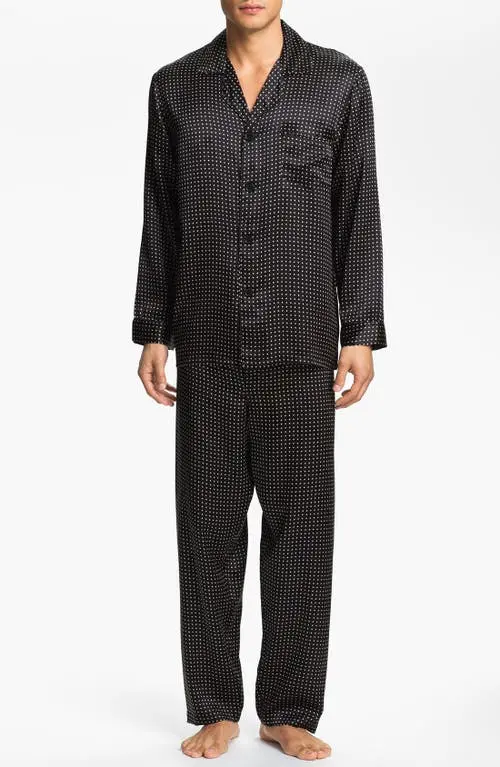 Majestic International Dot Silk Pajamas - Black