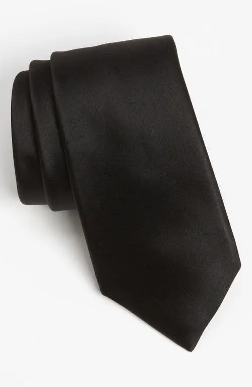 David Donahue Woven Silk Tie - Black