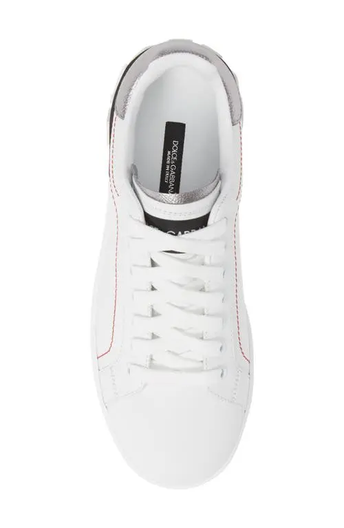 Dolce & Gabbana Portofino Leather Sneakers - White/silver