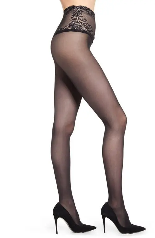 Natori Feather Lace Tights - Black