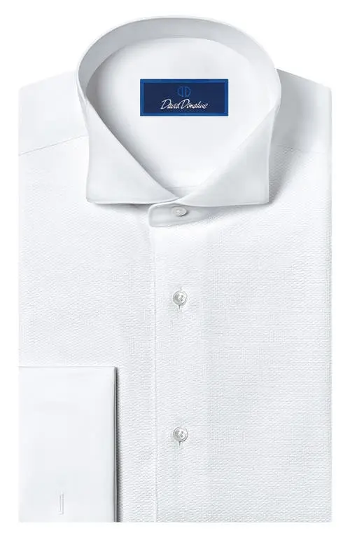 David Donahue French Cuff Tuxedo Shirt - White