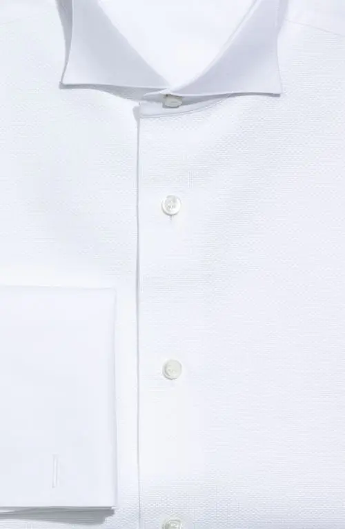 David Donahue French Cuff Tuxedo Shirt - White