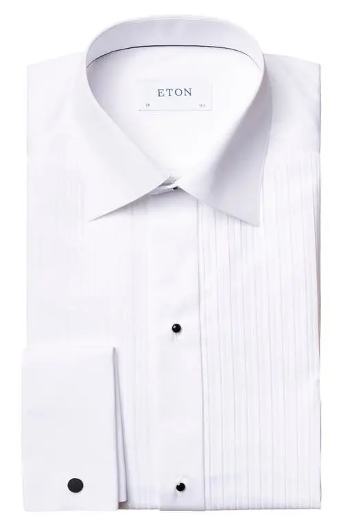 Eton Slim Fit Pleated Bib Tuxedo Shirt - White