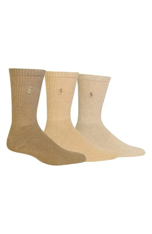 Polo Ralph Lauren 3-pack Crew Socks - Taupe/ Oyster/ Beige