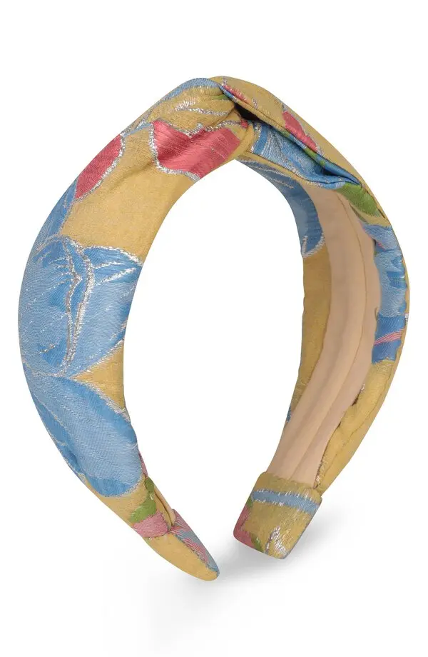 Autumn Adeigbo Brocade Knotted Headband - Yellow | Editorialist display picture 1
