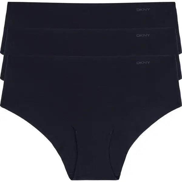 Dkny Litewear Cut Anywhere Assorted 3-pack Hipster Briefs - Black/black/black