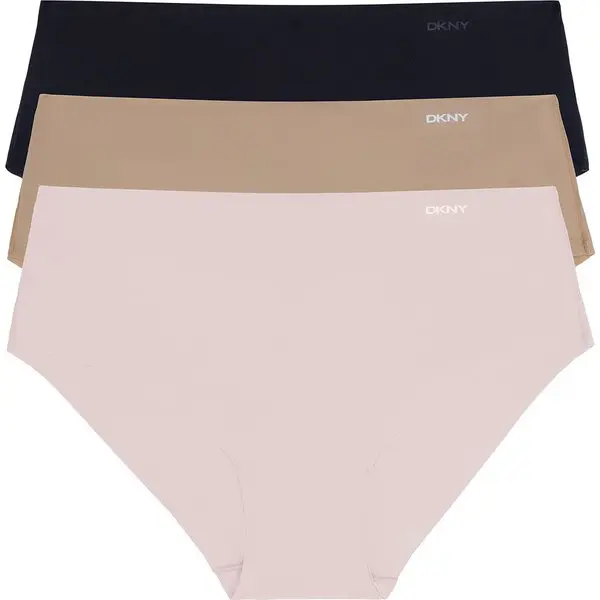 Dkny Litewear Cut Anywhere Assorted 3-pack Hipster Briefs - Black/glow/pearl Cream