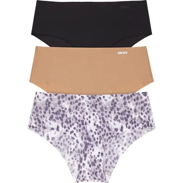 Dkny Litewear Cut Anywhere Assorted 3-pack Hipster Briefs - Black/glow/thistle