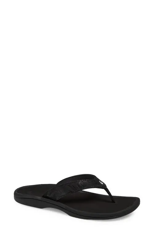 Olukai Ohana Flip Flop - Black/palm