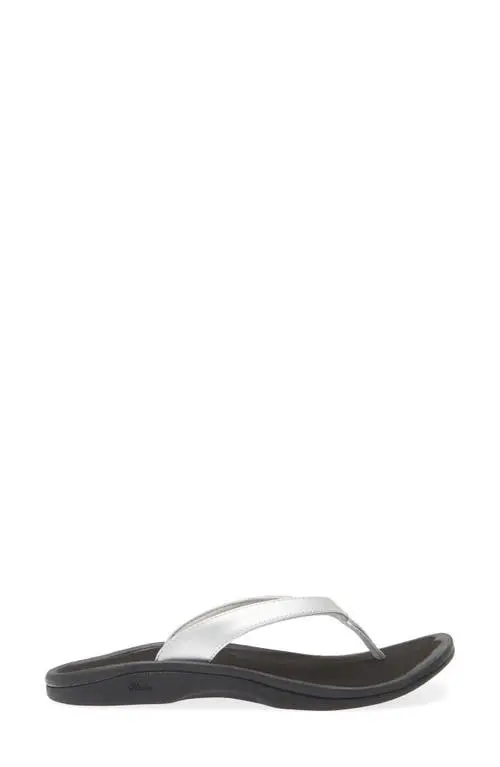 Olukai Ohana Flip Flop - Silver/black