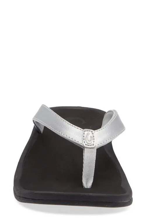 Olukai Ohana Flip Flop - Silver/black