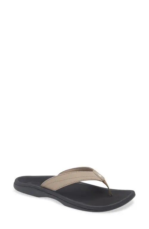 Olukai Ohana Flip Flop - Warm Taupe/black