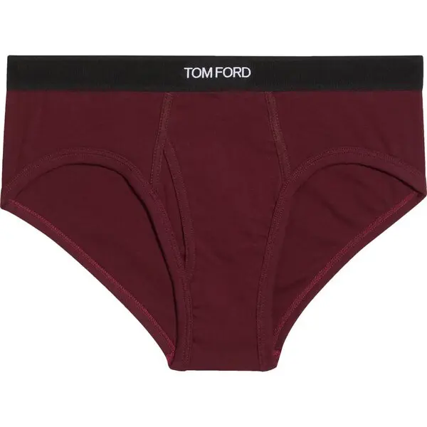 TOM FORD Cotton Stretch Jersey Briefs - Burgundy
