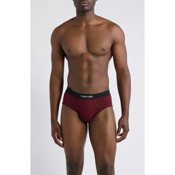 TOM FORD Cotton Stretch Jersey Briefs - Burgundy