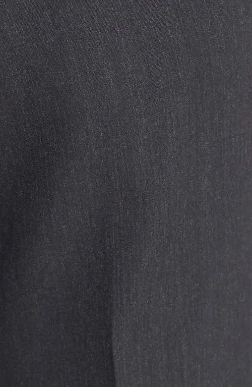 Berle Self Sizer Waist Flat Front Wool Gabardine Trousers - Charcoal