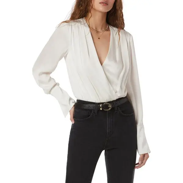 FAVORITE DAUGHTER Surplice Long Sleeve Bodysuit - Ivory
