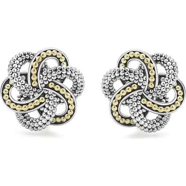 Lagos Love Knot Stud Earrings In Sterling Silver And 18k