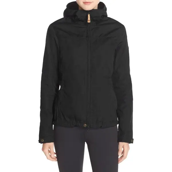 Fjallraven Stina Hooded Water Resistant Jacket - Black