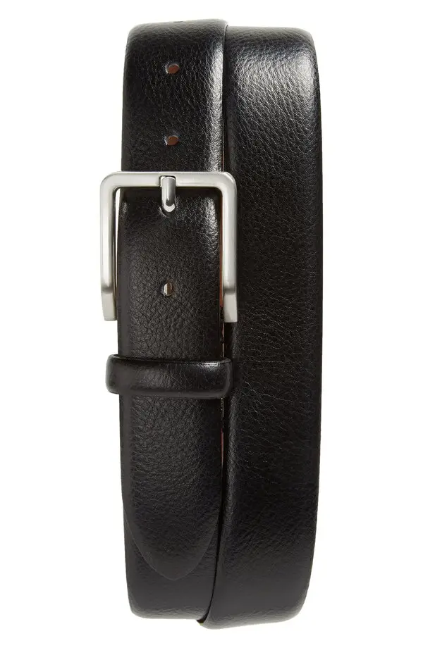 Johnston & Murphy Leather Belt - Black Italian Grain Leather