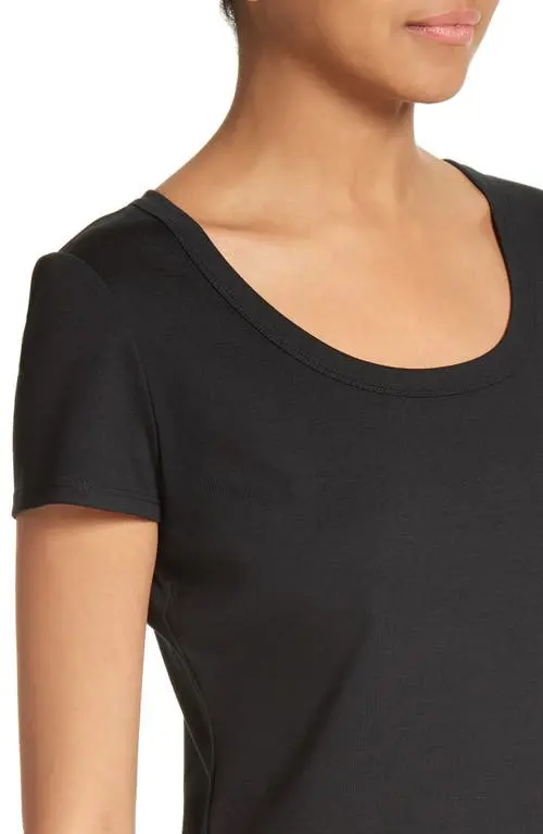 Lafayette 148 New York Scoop Neck Cotton Tee - Black