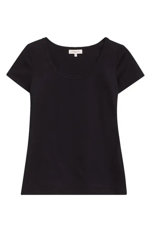 Lafayette 148 New York Scoop Neck Cotton Tee - Black