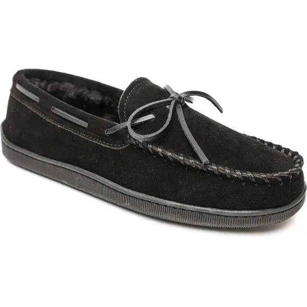 Minnetonka Lined Hardsole Slipper - Black