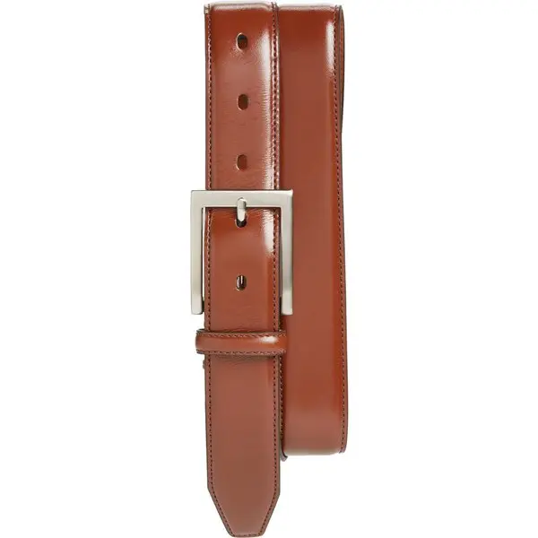 Johnston & Murphy Calfskin Leather Belt - Saddle Tan