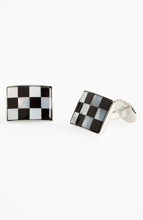 David Donahue Checkerboard Cuff Links - Silver/onyx/mother Of Pearl
